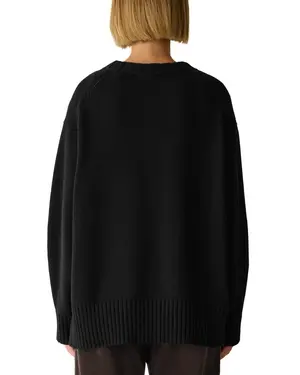 Eileen Fisher Cotton & Cashmere Crewneck Sweater - Black