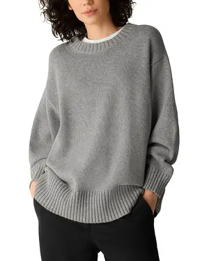 Eileen Fisher Cotton & Cashmere Crewneck Sweater - Charcoal