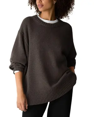 Eileen Fisher Cotton & Cashmere Crewneck Sweater - Cobblestone