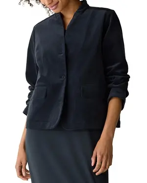 Eileen Fisher Cotton Stretch Corduroy Funnel Neck Jacket