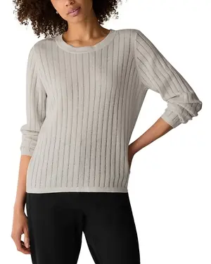 Eileen Fisher Super Fine Merino Wool Crewneck Sweater - Plaster