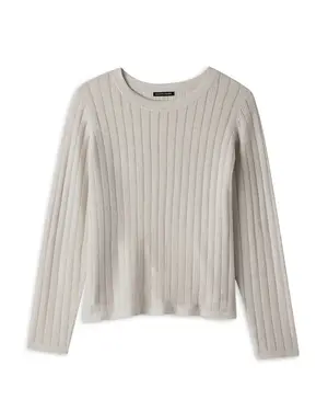 Eileen Fisher Super Fine Merino Wool Crewneck Sweater - Plaster
