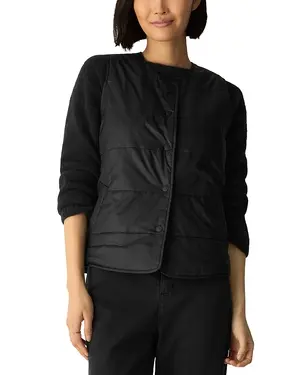 Eileen Fisher Quilted Round Neck Vest - Black