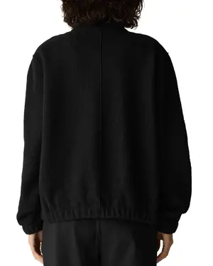 Eileen Fisher Stand Collar Boiled Wool Jacket - Black