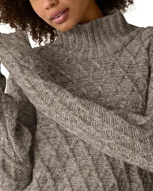 Eileen Fisher Peruvian Cotton Boucle Blend Turtleneck Sweater