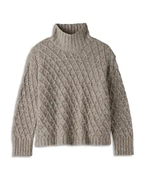 Eileen Fisher Peruvian Cotton Boucle Blend Turtleneck Sweater