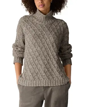 Eileen Fisher Peruvian Cotton Boucle Blend Turtleneck Sweater - Twine