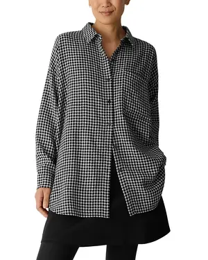 Eileen Fisher Eileen Fisher Wool Cotton Check Shirt Black
