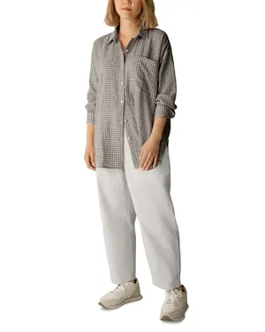 Eileen Fisher Wool Cotton Check Shirt - Plaster