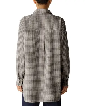 Eileen Fisher Wool Cotton Check Shirt - Plaster