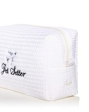 ABBODE Jet Setter Waffle Cotton Blend Pouch - White