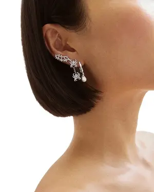 Baublebar Verbena Pave & Imitation Pearl Web Earrings, Set Of 3