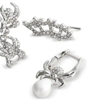 Baublebar Verbena Pave & Imitation Pearl Web Earrings, Set Of 3