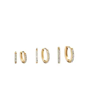 Baublebar Verbena Pave Huggie Hoop Earrings, Set Of 3 - Clear
