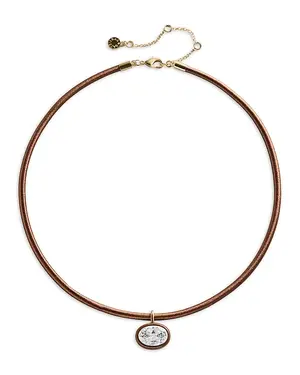 Baublebar Lindsay Crystal Fabric Wrapped Pendant Necklace, 16-19 Brown