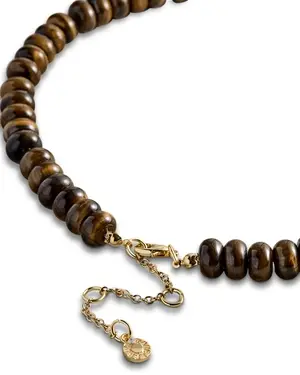 Baublebar Initial Tiger's Eye Beaded Pendant Necklace, 17-20 - Brown A