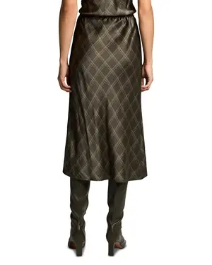 Vince Diamond Plaid Slip Skirt