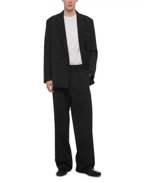 Helmut Lang Wool Double Pleated Straight Fit Trousers