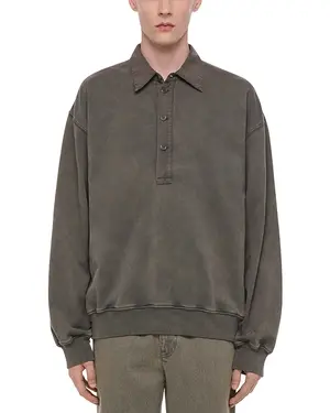 Helmut Lang Garment Dyed Terry Polo In Compact French Terry - Dark Moss