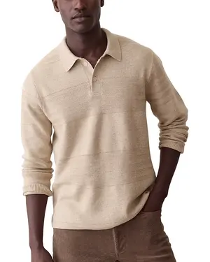 Marine Layer Rugby Relaxed Fit Cotton Polo Sweater - Driftwood