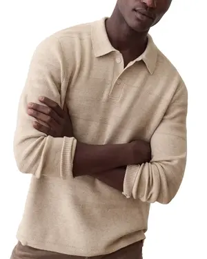 Marine Layer Rugby Relaxed Fit Cotton Polo Sweater