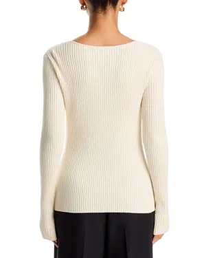 MILLY Greer Knit Asymmetrical Neck Top