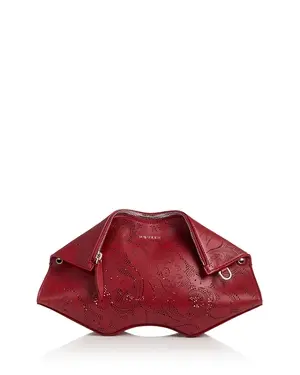 Alexander McQueen Manta Leather Clutch - Ruby Red
