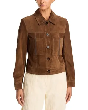 Johnny Was Diamond Laser Italian Suede Bomber Jacket
