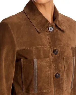 Johnny Was Diamond Laser Italian Suede Bomber Jacket