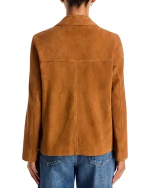 Johnny Was Diamond Laser Italian Suede Bomber Jacket