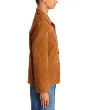 Johnny Was Diamond Laser Italian Suede Bomber Jacket