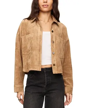 Z Supply All Day Cropped Faux Suede Jacket - Light Sand