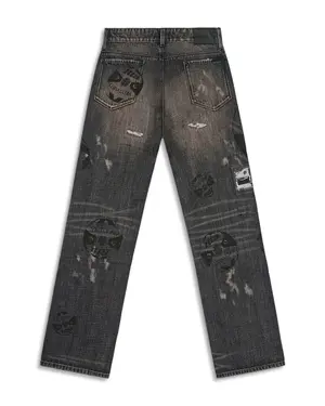 RtA Cotton Logo Graphic Distressed Jeans