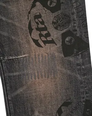 RtA Cotton Logo Graphic Distressed Jeans