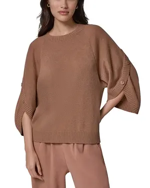 DONNA KARAN WEEKEND Wool & Cashmere Button Detailed Sweater
