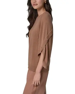 DONNA KARAN WEEKEND Wool & Cashmere Button Detailed Sweater