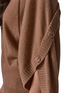 DONNA KARAN WEEKEND Wool & Cashmere Button Detailed Sweater