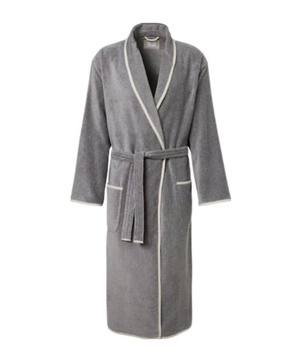 Brunello Cucinelli Logo Linen-trimmed Cotton Terry Bathrobe - Gray