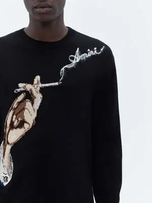 Amiri Smoke Intarsia-knit Jumper