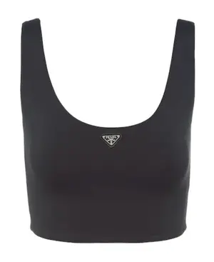 Prada Stretch Jersey Cropped Top - Black