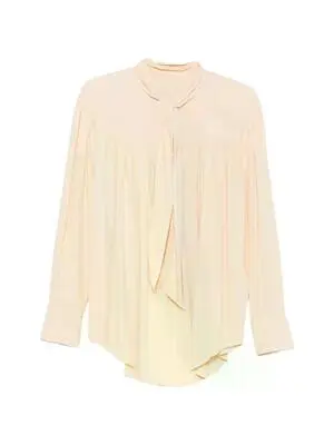 AMI Paris Ascot-tie Pleated Blouse - Neutrals