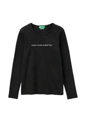 BENETTON Logo-print Long-sleeve T-shirt - Black