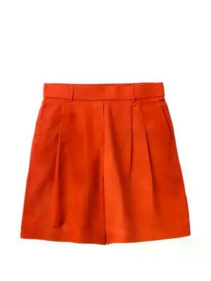 BENETTON Pleated Bermuda Shorts - Red