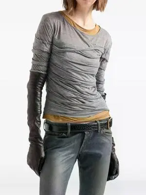 7 For All Mankind Ruffle-trimmed Frayed T-shirt