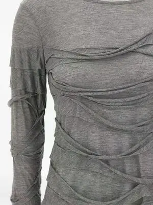 7 For All Mankind Ruffle-trimmed Frayed T-shirt