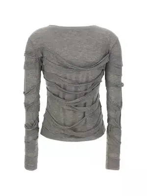 7 For All Mankind Ruffle-trimmed Frayed T-shirt