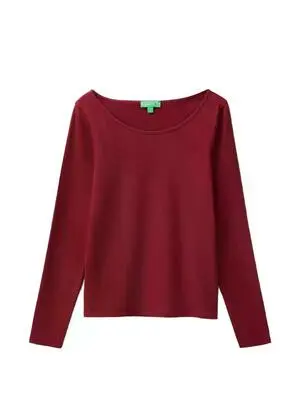 BENETTON Long-sleeve Scoop-neck T-shirt - Red