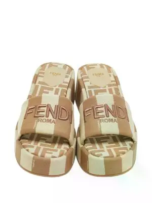 Fendi Sunshine Platform Slide Sandals - Brown