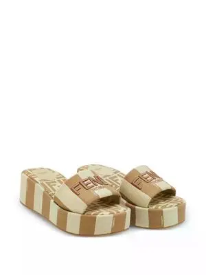 Fendi Sunshine Platform Slide Sandals - Brown