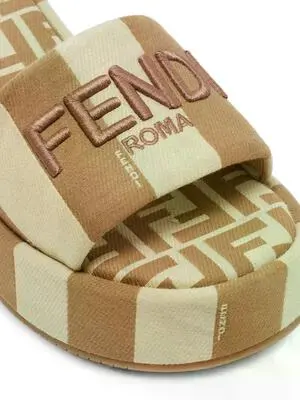 Fendi Sunshine Platform Slide Sandals - Brown